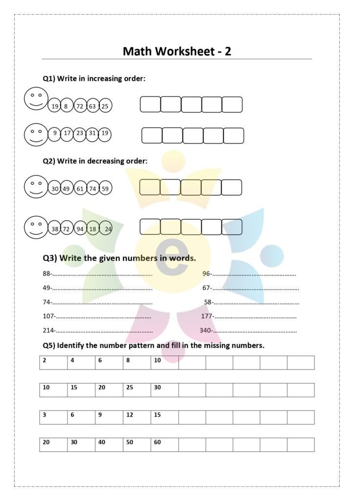 Maths Worksheet for Class-1 - Welcome to eStudyzone